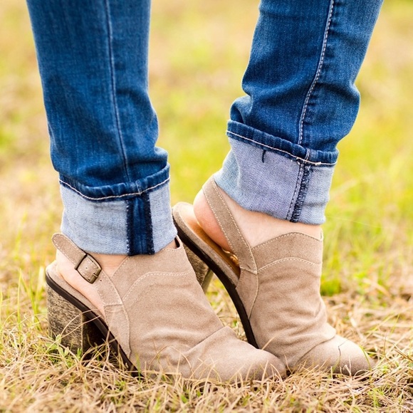 naughty monkey | Shoes | Taupe Slouch Vamp Slingback Block Heel Clog ...